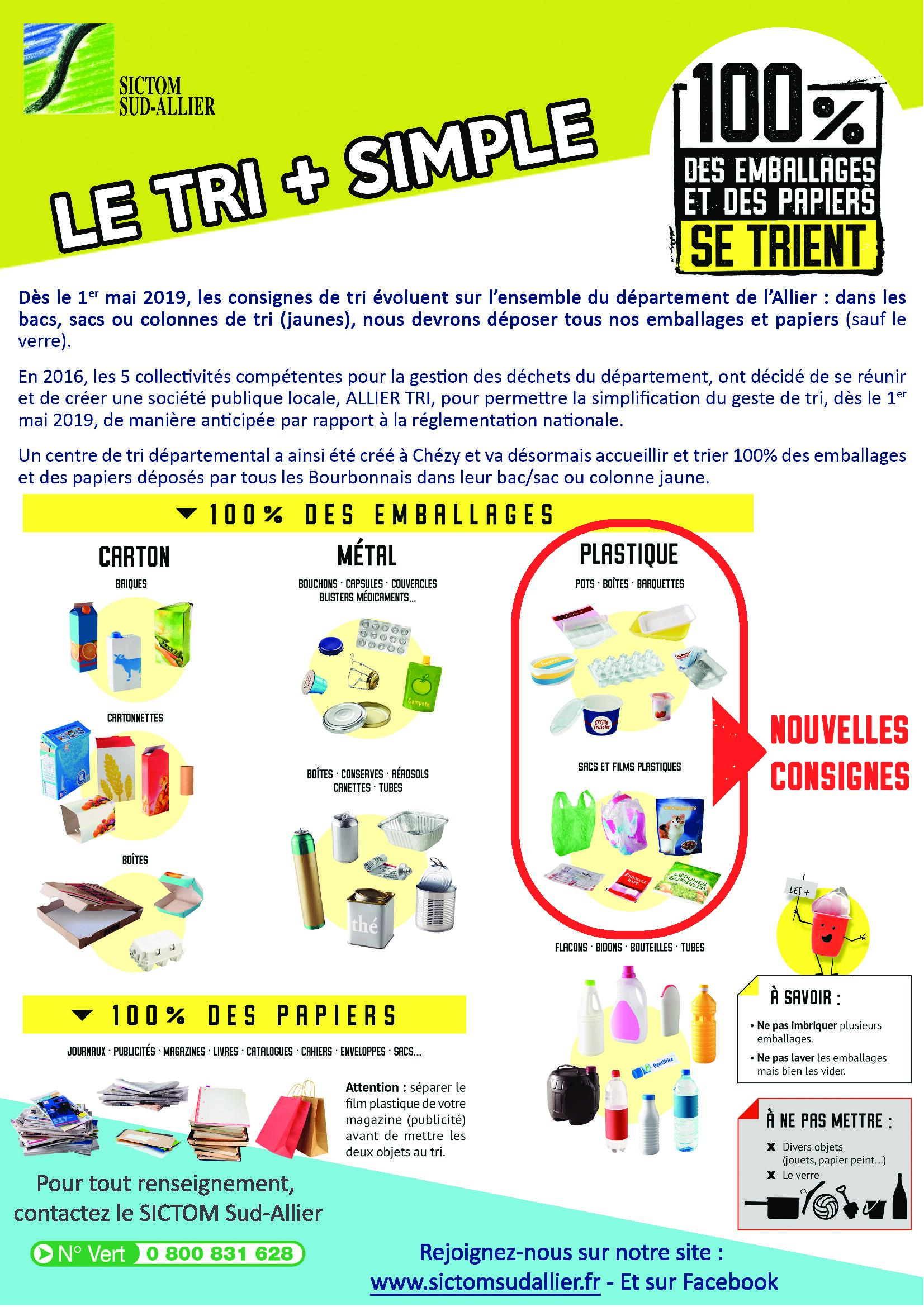 Simplification du geste de tri à partir du 1er mai 2019